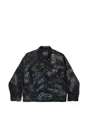 Balenciaga Buttoned Printed Jacket - Black