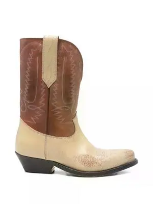 GOLDEN GOOSE Wish Star Embroidered Cowboy Boots - Brown