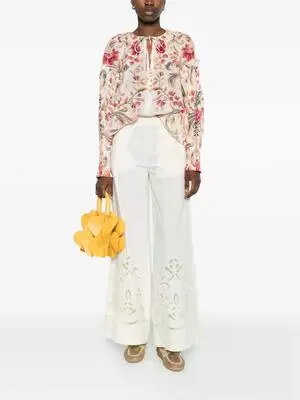 FORTE_FORTE Floral-embroidered Palazzo Pants