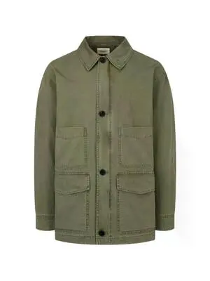 STUDIO TOMBOY Button-up Washed-effect Jacket - Green