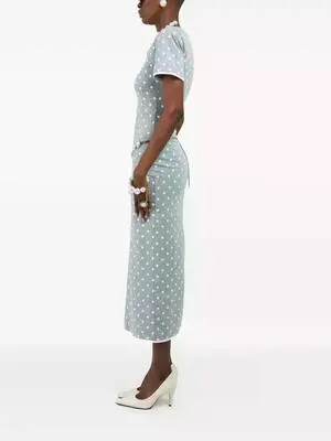 ROWEN ROSE Polka-dot Midi Dress