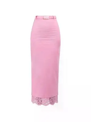 ROWEN ROSE Midi Skirt With Lace Trim
