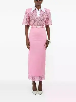 ROWEN ROSE Midi Skirt With Lace Trim