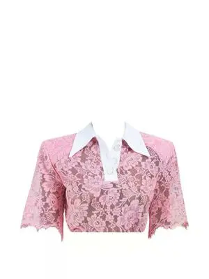 ROWEN ROSE Lace Polo-style Top - Pink