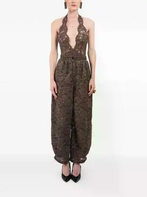 ROWEN ROSE Lace Carrot Trousers - Brown