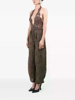 ROWEN ROSE Lace Carrot Trousers - Brown
