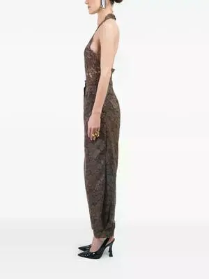 ROWEN ROSE Lace Carrot Trousers - Brown