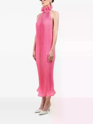 ROWEN ROSE Pleated Turtleneck Maxi Dress
