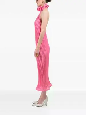 ROWEN ROSE Pleated Turtleneck Maxi Dress