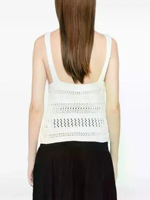 Alpha Studio Crochet V-neck Top - White