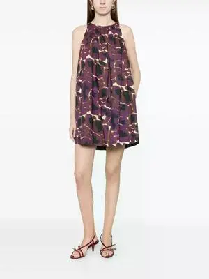 Alpha Studio Gathered Printed Dress