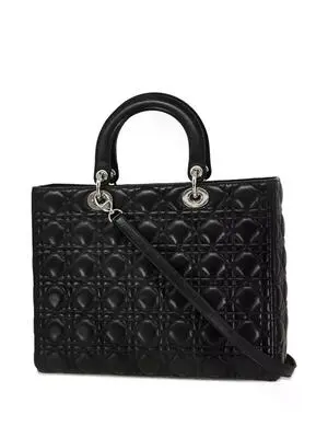 Dior 2002 Large Lady Cannage Tote Bag - Black