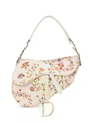 Dior 2007 Saddle Floral Canvas Handbag - White