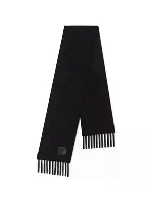 Nanushka Fluff Narrow Fringe Scarf - Black