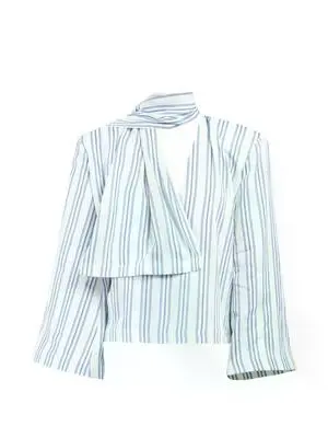 ROWEN ROSE Striped Scarf Shirt