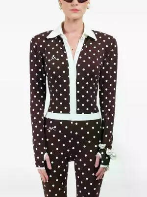 ROWEN ROSE Polka Dot Long-sleeve Polo