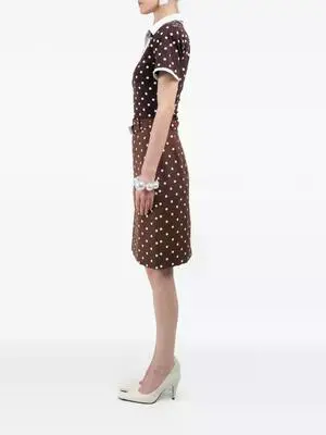 ROWEN ROSE Polka Dot Polo - Brown