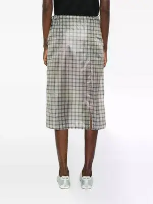 ROA Checked-print Midi Skirt