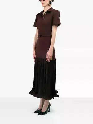 ROWEN ROSE Pleated Maxi Polo Dress - Brown