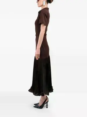 ROWEN ROSE Pleated Maxi Polo Dress - Brown