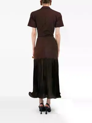 ROWEN ROSE Pleated Maxi Polo Dress - Brown