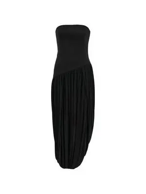 FERRAGAMO Bustier Dress With Asymmetrical Pleated Skirt And Side Slit