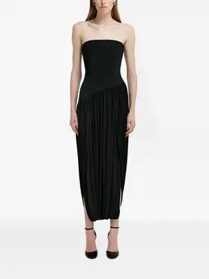 FERRAGAMO Bustier Dress With Asymmetrical Pleated Skirt And Side Slit