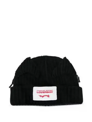 CHARLES JEFFREY Animal-ears Beanie Hat - Black