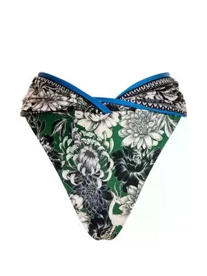 Agua Bendita Lily Knot Floral Lily Bikini Bottoms - Green