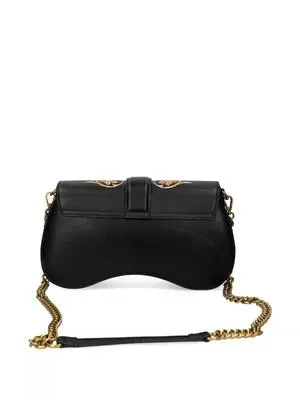 Just Cavalli Floral-embroidered Bag With Snake Detail - Black