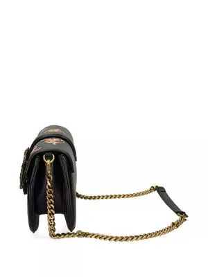 Just Cavalli Floral-embroidered Bag With Snake Detail - Black