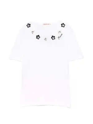 Marni Floral-embellished T-shirt - White