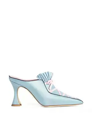 Manolo Blahnik Pleneuf Ruffled Lace-up Mules