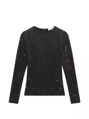 FRAME Long-sleeve Embellished Top - Black