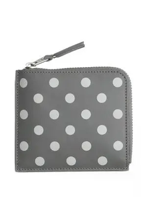 Comme Des Garçons Polka-dot Zip-around Wallet - Grey