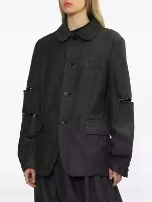 BLACK COMME DES GARÇONS Peter-pan Collar Ripped Overshirt