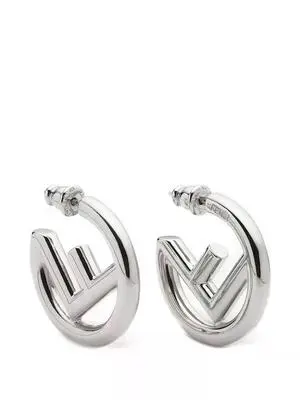 Fendi F Is Logo Hoop Earrings - Silver