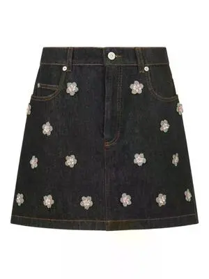 Marni Daisy Appliqué Denim Mini Skirt