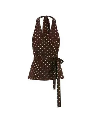 P.a.r.o.s.h Polka-dot Tie Top - Brown