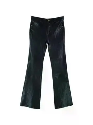 FRAME Flared Leather Trousers - Black