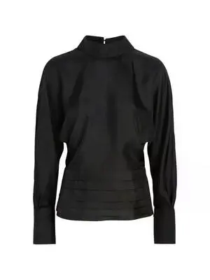 RÓHE Funnel-neck Pleated Top - Black