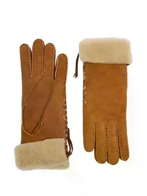 AGNELLE Mia Leather Gloves - Brown