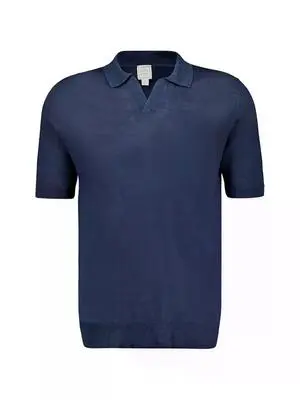 120% Lino Marine V-neck T-shirt - Blue