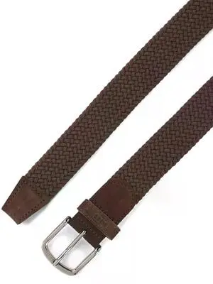 BOSS Woven Belt With Leather Trim