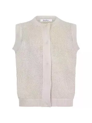 Max Mara Nome Open Knit Button Vest - Neutrals