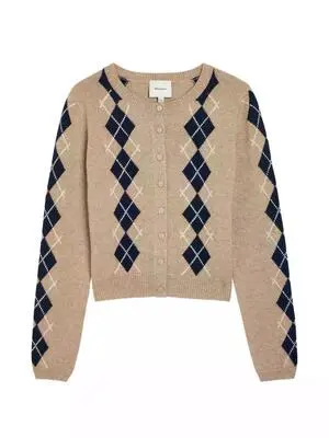 REFORMATION Clara Argyle Cashmere Jacket - Neutrals