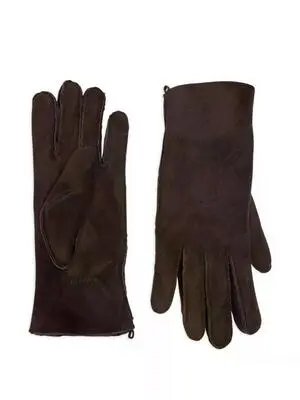 AGNELLE Denise Leather Gloves - Brown