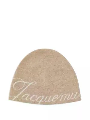 Jacquemus Logo-intarsia Beanie Hat - Neutrals