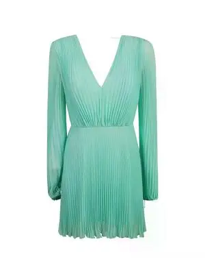 Max Mara V-neck Pleated Mini Dress