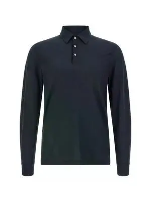 ZANONE Buttoned Long-sleeve Polo Shirt - Blue